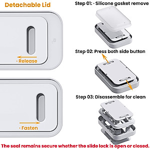 vacane Pump-Lock Airtight Food Storage with Detachable Lids, 0.38/0.99/1.63Qt Plastic Cereal Containers, Stackable Kitchen Storage Containers Set for Flour Snack Sugar Coffee, Dishwasher Safe