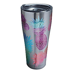 Tervis Watercolor Pineapples Triple Walled Insulated Tumbler Travel Cup Keeps Drinks Cold & Hot, 30oz Legacy, Stainless Steel