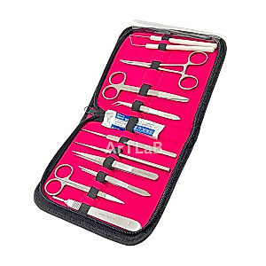 New Premium Stainless Steel Biology Lab/Anatomy/Medical Student Dissection Kit Set - Scalpel Knife Handle,Blades, Forceps, Scissors and Tweezers- Student Use and Veterinary (Set of 27 Each)