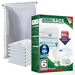 TAILI 6 Pack Vacuum Storage Bags for Comforter and Blankets, Jumbo Vacuum Seal Bags for Bedding 40x31 Inch, Space Saver Bags for Clothes, Pillows, Saving More Closet Space