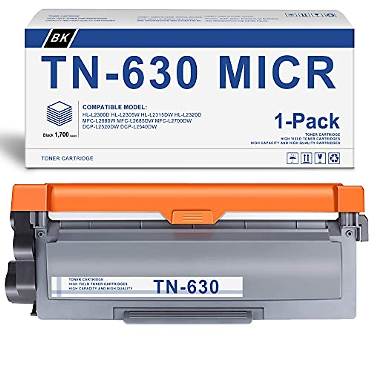 Hydr (Black,1-Pack) Compatible TN-630 MICR Toner Cartridge Replacement for Brother TN630 HL-L2300D HL-L2305W HL-L2315DW Printer Toner Cartridge