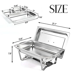Restlrious Chafing Dish Buffet Set Stainless Steel 8 QT Foldable Rectangular Chafers and Buffet Warmers Sets 2 Pack w/ 4 Half Size & 2 Full Size Food Pans & Water Pan for Catering Event Party Banquet