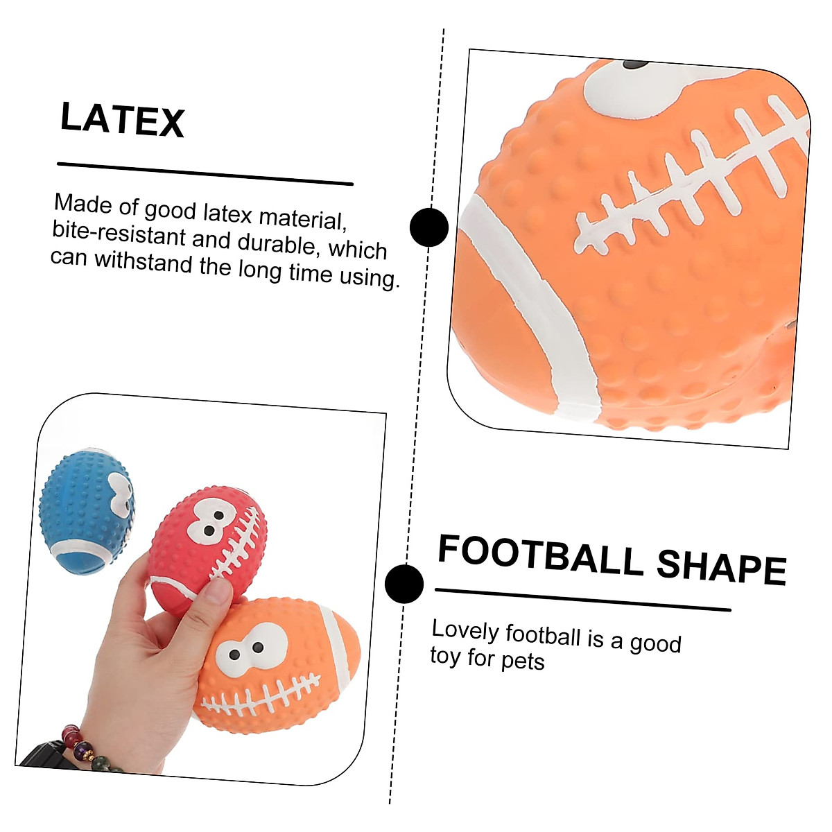 MERRYHAPY 3pcs Teething Ball Toys Teething Toy Squeaky Animal Chewing Toys Fetch Toys for Large Dogs Pet Chew Toys Balls for Dogs Rubber Balls Dog Balls Dog Sound Toy Emulsion Puppy