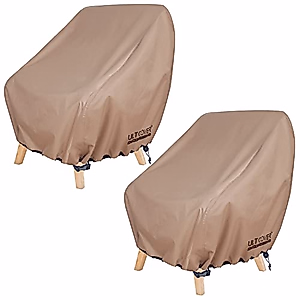 ULTCOVER Waterproof Patio Chair Cover – Outdoor Lounge Deep Seat Single Lawn Chair Cover 2 Pack Fits Up to 28W x 30D x 32H inches