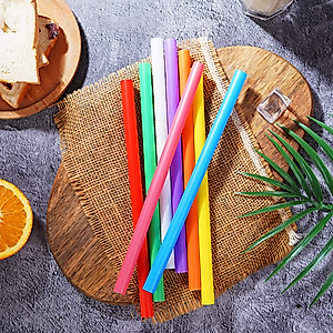 200 PCS Jumbo Smoothie Straws, Colorful Disposable Plastic Large Wide-mouthed Milkshake Straw (0.43" Diameter and 8.2" long)