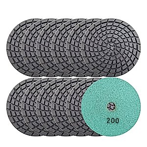 SHDIATOOL 4" Diamond Polishing Pads for Concrete Wet Polish Grit 200(12-Pack)