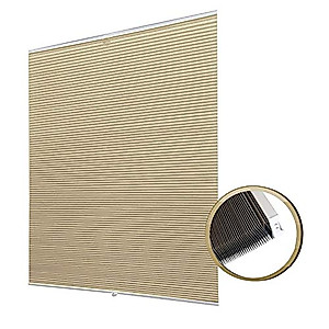 Cordless Pleated Window Shades, Waterproof Window Blinds, Light Filtering UV Protection, for Bedroom, Child, Bathroom (Color : Beige, Size : 120x180cm)