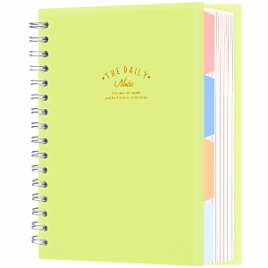 CAGIE Spiral Notebook College Ruled - 5 Subject Spiral Notebook with Tabs Dividers, 300 Pages A5 Small Spiral Notebook 5x7, Hardcover 5 Subject College Ruled Spiral Notebook for School Note Taking