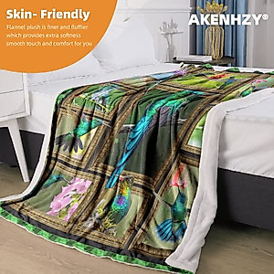 Hummingbird Gifts for Women Men, Hummingbird Print Fleece Throw Blanket, Soft Cozy Flannel Blankets and Throws for Couch Bed Sofa Room Decor, Lightweight Warm Plush Blanket for All Season 50" x 60"