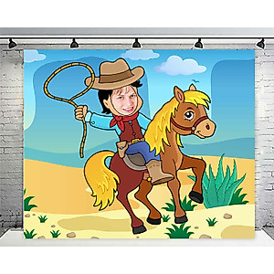 West Cowboy Horse Banner Backdrop Background Pretend Play Party Game West Cowpuncher The Lasso Theme Decor Decorations for Boys Rodeo 1st Birthday Party Baby Shower Supplies Photo Booth Props Favors