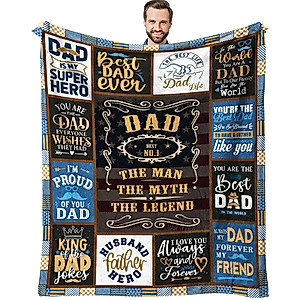 Christmas Dad Gifts Throw Blanket 60" x 50", Birthday Gifts for Dad from Daughter Son, Best Dad Ever Gifts, Presents for Dad from Kids, Dads Birthday Gifts Ideas, Xmas Gifts for Dad Who Wants Nothing