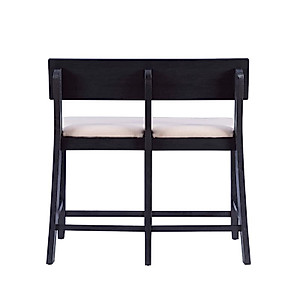 Linon Jordan Wood 25" Counter Height Dining Bench in Dark Charcoal Gray