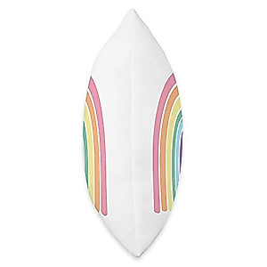 Candy Moon Design Rainbow Pastel Kawaii Cute Aesthetic White Throw Pillow, 16x16, Multicolor