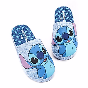 Disney Lilo and Stitch Slippers Womens Ladies Slip On Blue House Loafers 7/8 US