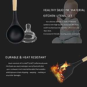 Kitchen Tools Silicone Kitchenware 13 Piece Sets Non-Stick Pot Spatula Kitchen Tools Cooking Spatula Set (black)(BPA Free)