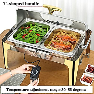Stainless Steel Chafing Dishes with Visual Cover for Party Food Warmers for Buffet Electric 9L/13L Commercial Buffet Server for Catering Hotel Keep Food (1/3 Size Pan 9L)