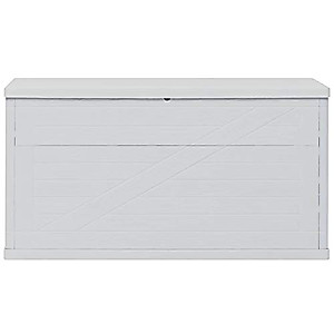 Tidyard Garden Storage Deck Box Plastic 111 Gal Lockable Garden Container Cabinet Toolbox Light Gray for Patio, Lawn, Poolside, Backyard Outdoor Furniture 47.2 x 22 x 24.8 Inches (W x D x H)