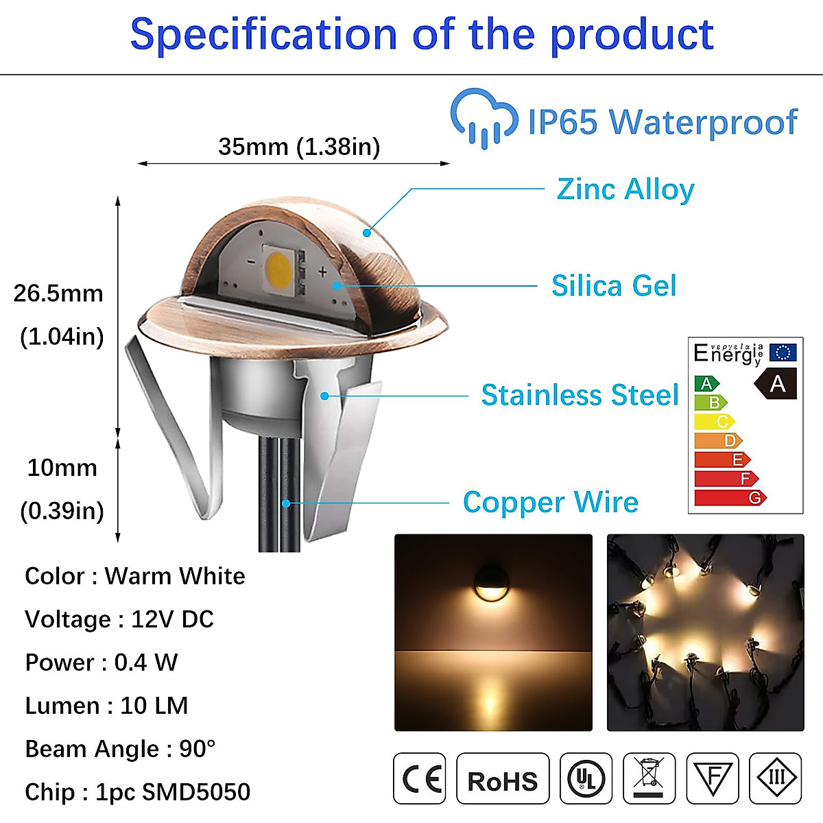 CHNXU LED Outdoor Deck Lights Kits, Φ1.38in Warm White 20 Pack Bronze, Low Voltage 12 Volt DC IP65 Waterproof, Electric Wired Recessed Stair Step Riser Mini Under Landscape Lighting for Outside Yard