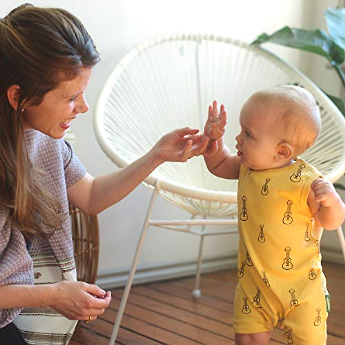 PARADE Organic Tank Rompers - Signature Prints Yellow Ukuleles 2T