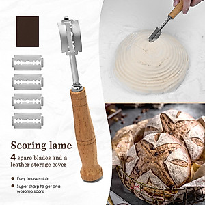 Sourdough Bread Baking Supplies, Bread Making Kit Including 9" Round & 10" Oval Cane Sourdough Baskets Danish Whisk, Bowl & Dough Scrapers, and Linen Liners, Making Baking Fermentation（13 pcs）…