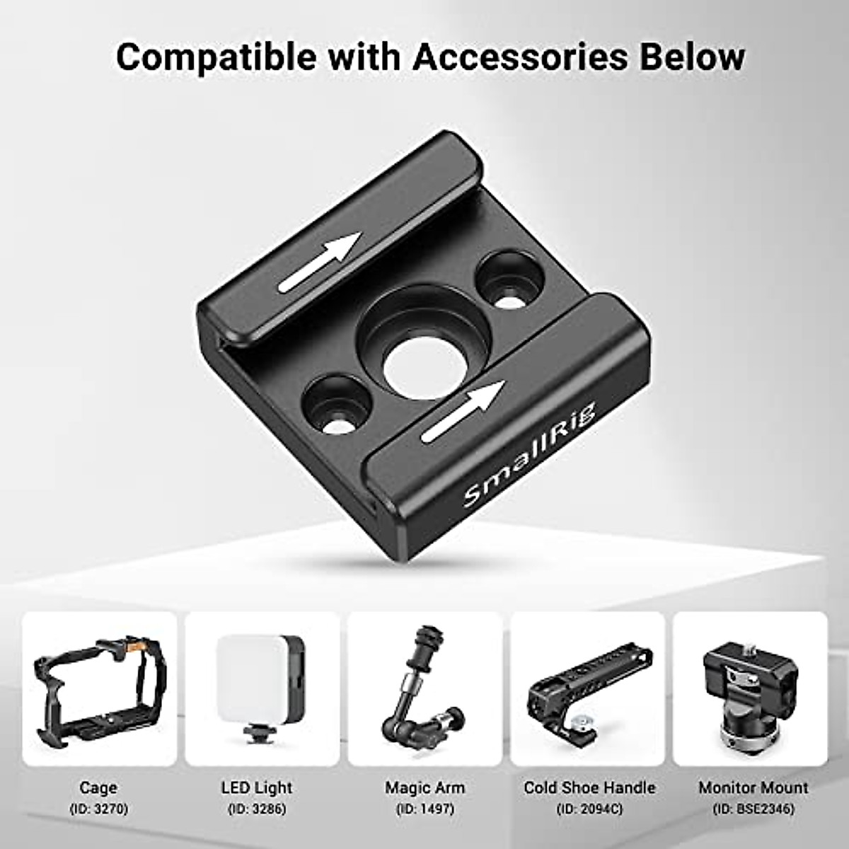 SmallRig Cold Shoe Mount Adapter (2pcs Pack) with 1/4"-20 Thread for Camera Cage Flash LED Monitor - 2060