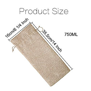 Shintop 10pcs Jute Wine Bags, 14 x 6 1/4 inches Hessian Wine Bottle Gift Bags with Drawstring (Brown)