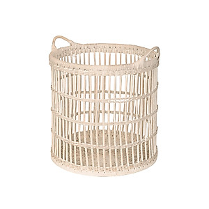 KOUBOO Rattan Open Weave Storage Basket, Large, White-Wash