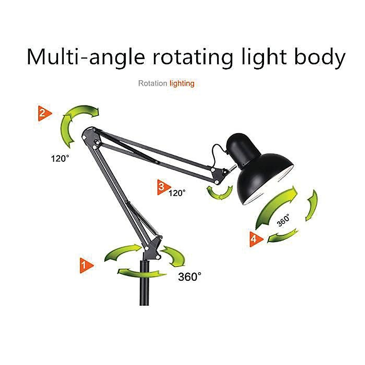 Metal Floor Lamp, Adjustable Architect Swing Arm Standing Lamp with Heavy Duty Base, Eye-Caring Reading/Drawing Lamp with On/Off Switch for Living Room, Bedroom, Study Room, Office