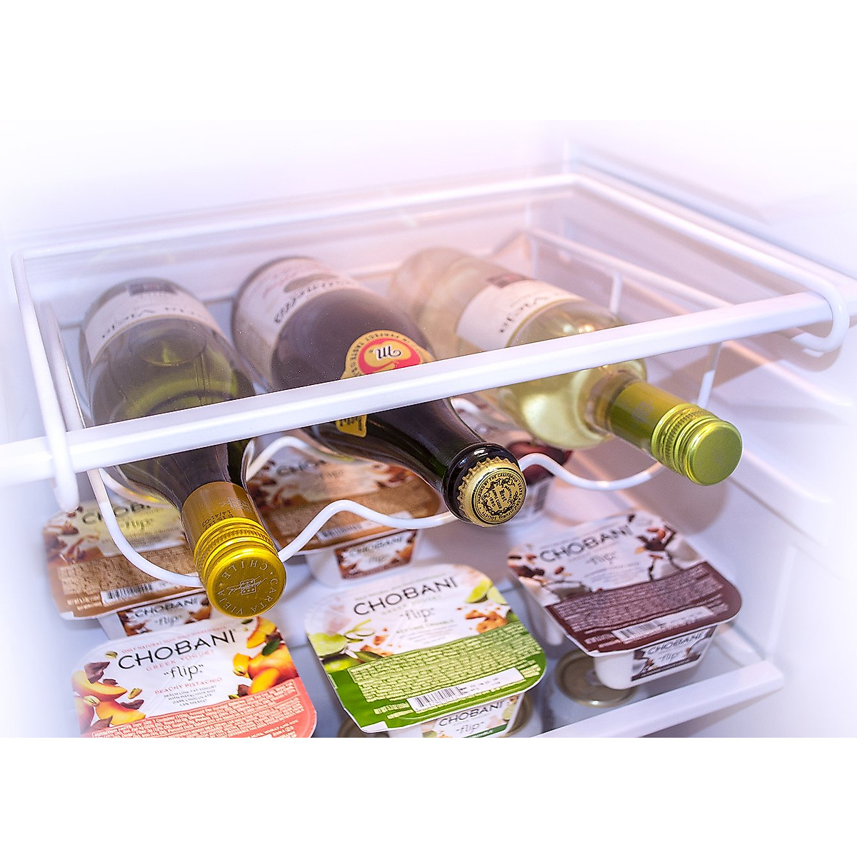 Sorbus® Fridge Wine Rack- Refrigerator Bottle Rack Holds 3 Bottles of Your Favorite Wine or Drink Universal Bottle Holder Will Fit Most Fridges