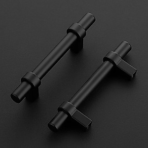 Ravinte 30 Pack 5 Inch Cabinet Pulls Matte Black Kitchen Cabinet Hardware Cupboard Handles with Square Base 5" Length,3" Hole Center