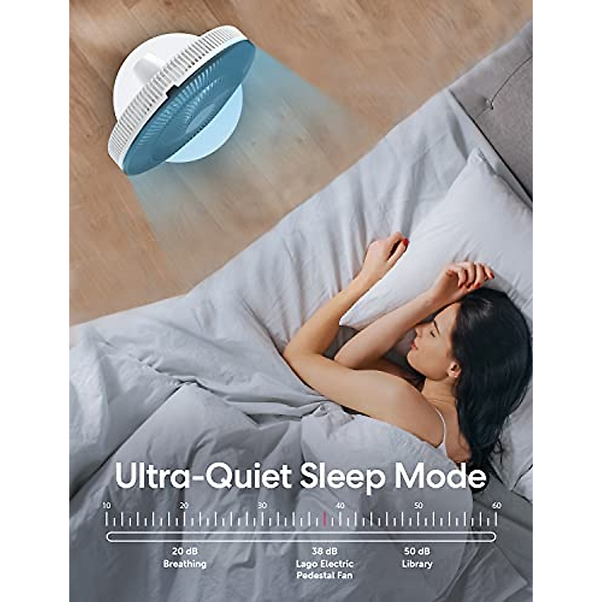 Lago 14-Inch Diameter 9-Speed Oscillating Floor Pedestal Fan with Electric Remote Control - 9 Wind Speeds, Tilt-Back Fan Head, Adjustable Oscillation, Quiet Cooling Fan