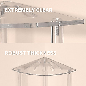 UTHIN Acrylic Corner Shower Stool, Clear Corner Shower Chair for Inside Shower, 2 Layers Shower Bench with Storage Shelf for Shaving Legs, Waterproof Non-Slip Shower Chair Seat for Bathroom