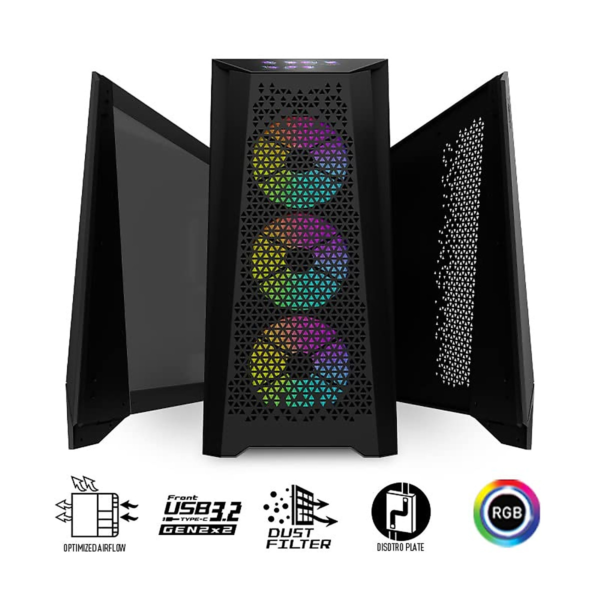 MSI MEG Prospect 700R – 4.3" Touch Panel Display - Tempered Glass Side Panel - Vertical GPU Mount – 4X ARGB 120mm Fan – Liquid Cooling Support up to 360mm Radiator x 1 – Cable Management System