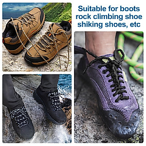 DELELE 2 Pair Round Wave Non Slip Outdoor Mountaineering Climbing Shoe Laces String Rope Blue&Black Hiking Shoelaces Men Women Shoestrings-55 inch