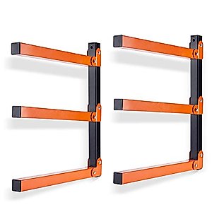 Ultrawall Wall Mount Wood Organizer and Lumber Storage Metal Rack with 3-Level - Indoor & Outdoor Use, 2 Pack