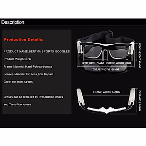 Kagogo Sports Goggles Protective Basketball Glasses Safety Goggles for Adults with Adjustable Strap for Basketball Football Volleyball Hockey Rugby (Black/Red001)