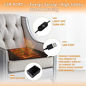 MAXCOM Foldable Heated Seat Cushion for Hips, Heating Chair Pad, 3 Temperature Settings with USB Port, Light & Portable - Office/Home Use Black