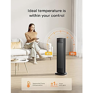 PELONIS Oscillating Ceramic Tower Indoor Space Heater for Home with Oscillation, Programmable Thermostat & ECO Mode, 12H Timer & Remote Control, Safety Protection, 23 Inches, 1500W, PHF15RSAPH23