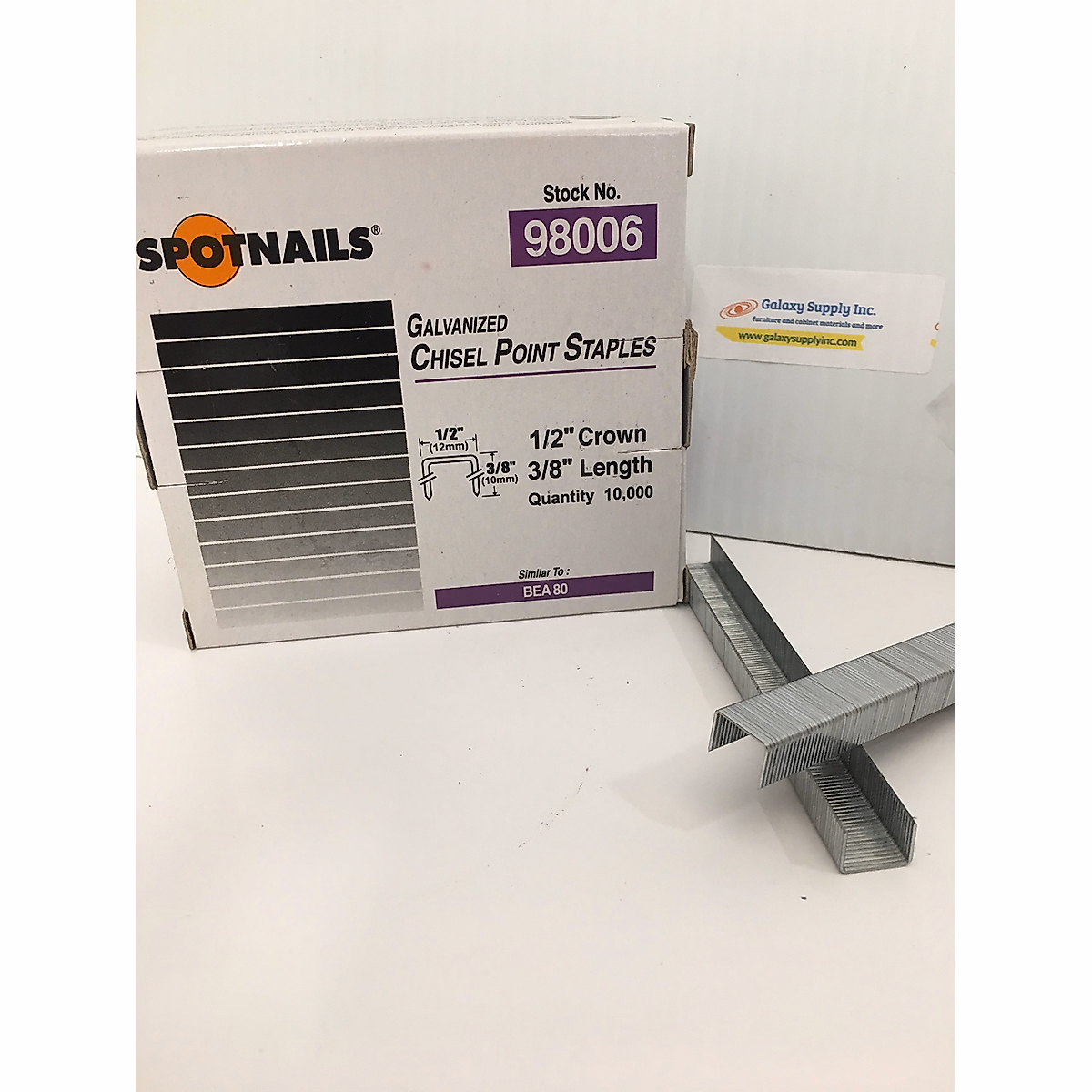 Spotnails 98006 Similar BeA 80 Series 1/2" Crown Staples 3/8" Leg,Sale by 7 Boxes/ctn
