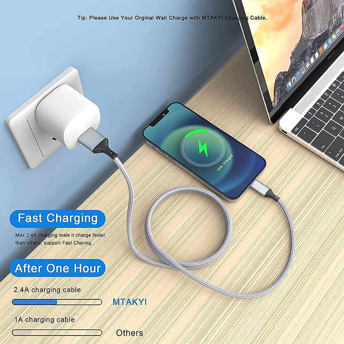 iPhone Charger 20FT/6M [Apple MFi Certified] Lightning Cable Extra Long iPhone Charging Cord Nylon Braided Fast Apple Charger Cable 2.4A for iPhone 12 11 Pro X XS Max XR/8 Plus/7 Plus/6/6s Plus-Silver