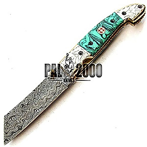 PAL 2000 KNIVES POC-9777 Folding Knife Handmade Damascus Steel Pocket Knife Resin Handle