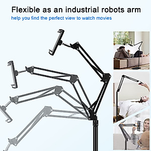 ASWINN Tablet Floor Stand, Adjustable Universal 360-degree Rotatable Metal Tablet Holder,Compatible with iPad/iPhoneX/iPad Pro or Other 4.5~12.9 Inches Devices (White)