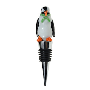Glass Penguin Wine Bottle Stopper - Decorative, Unique, Handmade, Eye-Catching Glass Wine Stoppers – Penguin Wine Stopper, Wine Accessories, Penguin Gift for Host/Hostess - Wine Corker / Sealer