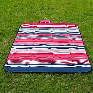 Fantasy Garden Camping Thin Mattress ,Waterproof and Sandproof Picnic Mat, for Outdoor Park Travel (59''x79''-Red Stripe)