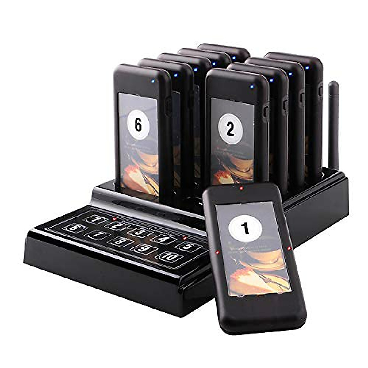 SHIHUI 10 Pager buzzers 1 keypad Queue Number Call Wireless Calling System Queue Call Restaurant Paging System for Restaurant Church Food Truck Coffee Shop Office