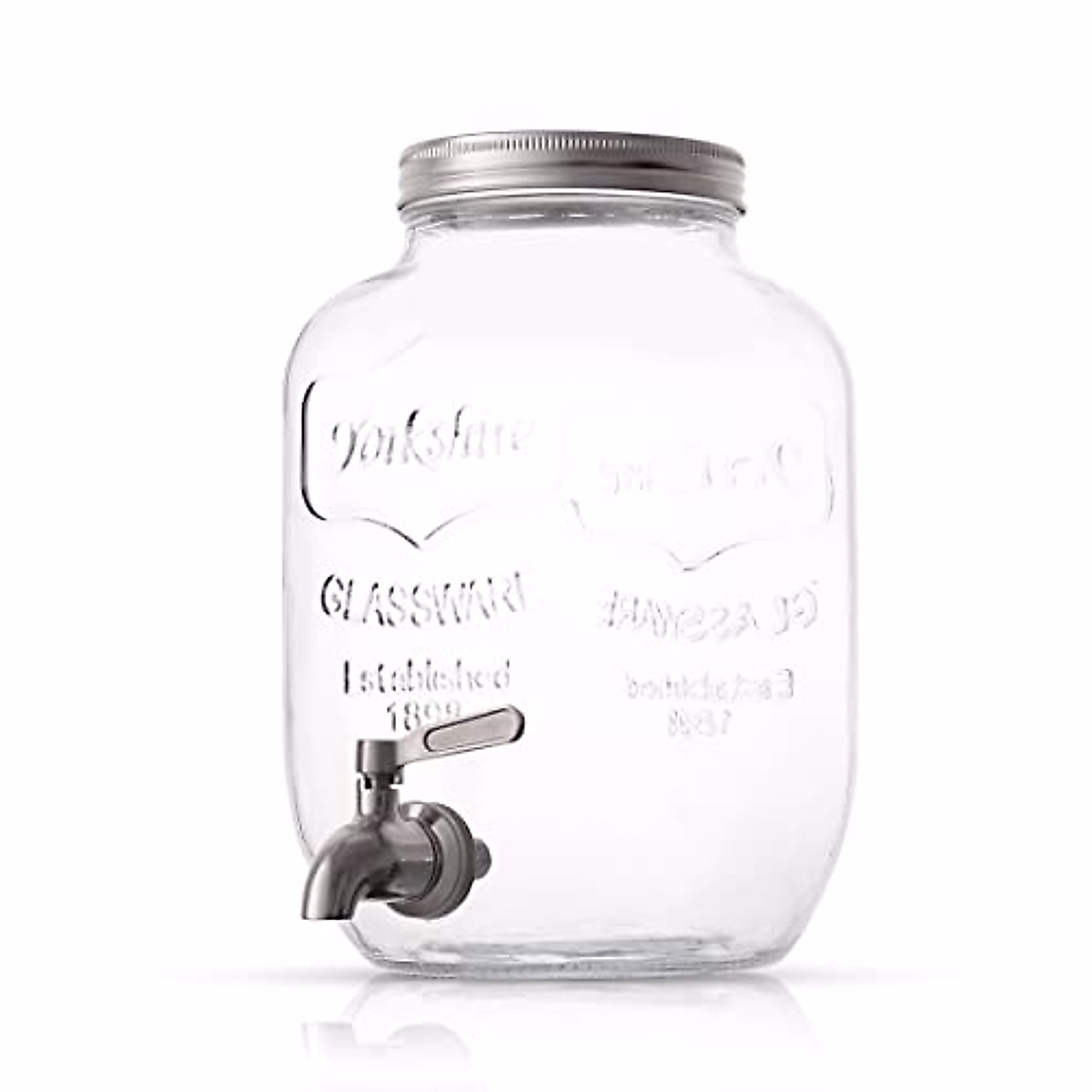 JoyJolt 1-Gallon Drink Dispenser. Glass Beverage Dispenser with Spigot plus Ice Cylinder and Fruit Infuser! Water Dispenser, Lemonade Stand, Punch Bowl, Juice Container - Drink Dispensers for Parties