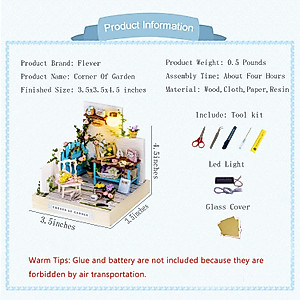 Flever Dollhouse Miniature DIY House Kit Creative Room with Furniture for Romantic Valentine's Gift (Corner of Garden)