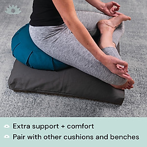 Waterglider International Zabuton, Eclipse line, Buckwheat Filled Meditation Cushion, 23" x 23" Anthracite Grey