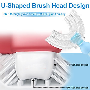 Afemoly U Shaped Toothbrush Kids, Kids Toothbrushes - 360° U Toothbrush Whole Mouth Oral Cleaning Design Toothbrush with Handle - Food Grade Soft Silicone Kids Toddler Toothbrush Age 2-4 (Blue)