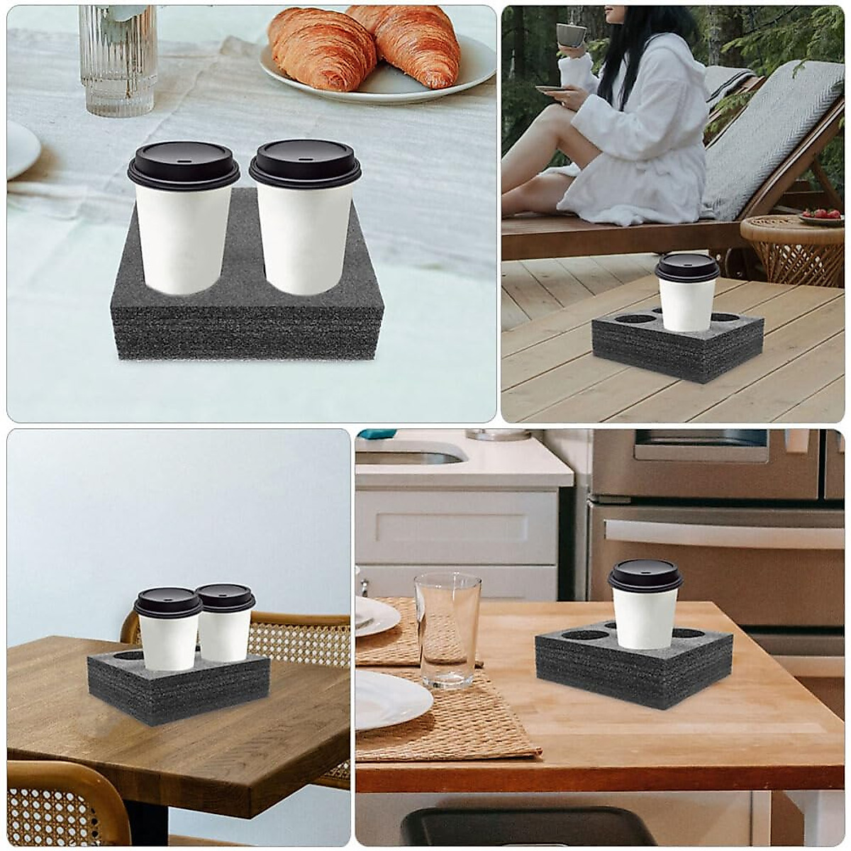 Cabilock 4pcs 4 Hole Cup Holder Coffee Mug Holder Juice Cup Holder drinkings Carrier Tray Beverage Packing Tools Portable Coffee Mug Milk Tea Packing Tray Outdoor Pearl Cotton Box